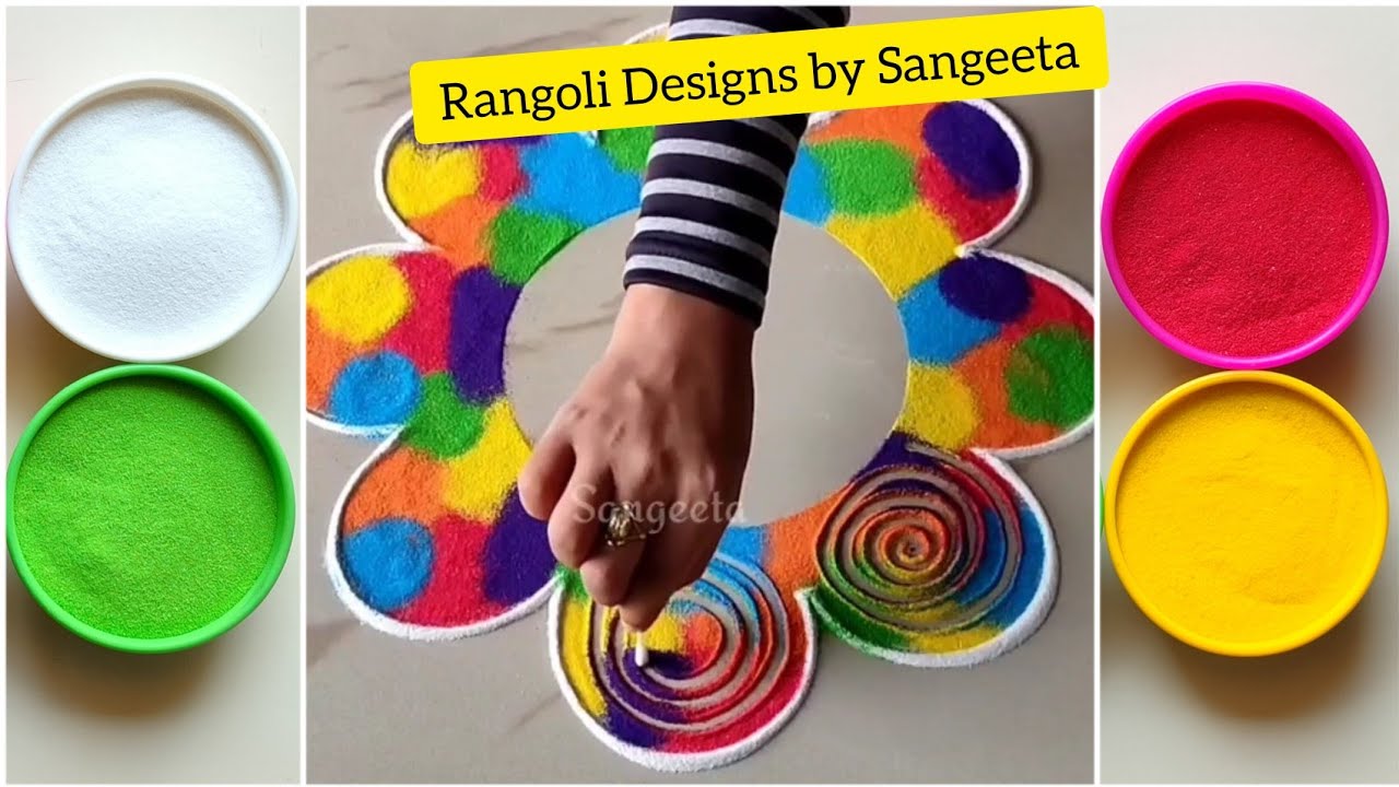 Best rangoli for navratri l 2 colors rangoli designs for relaxing l ...