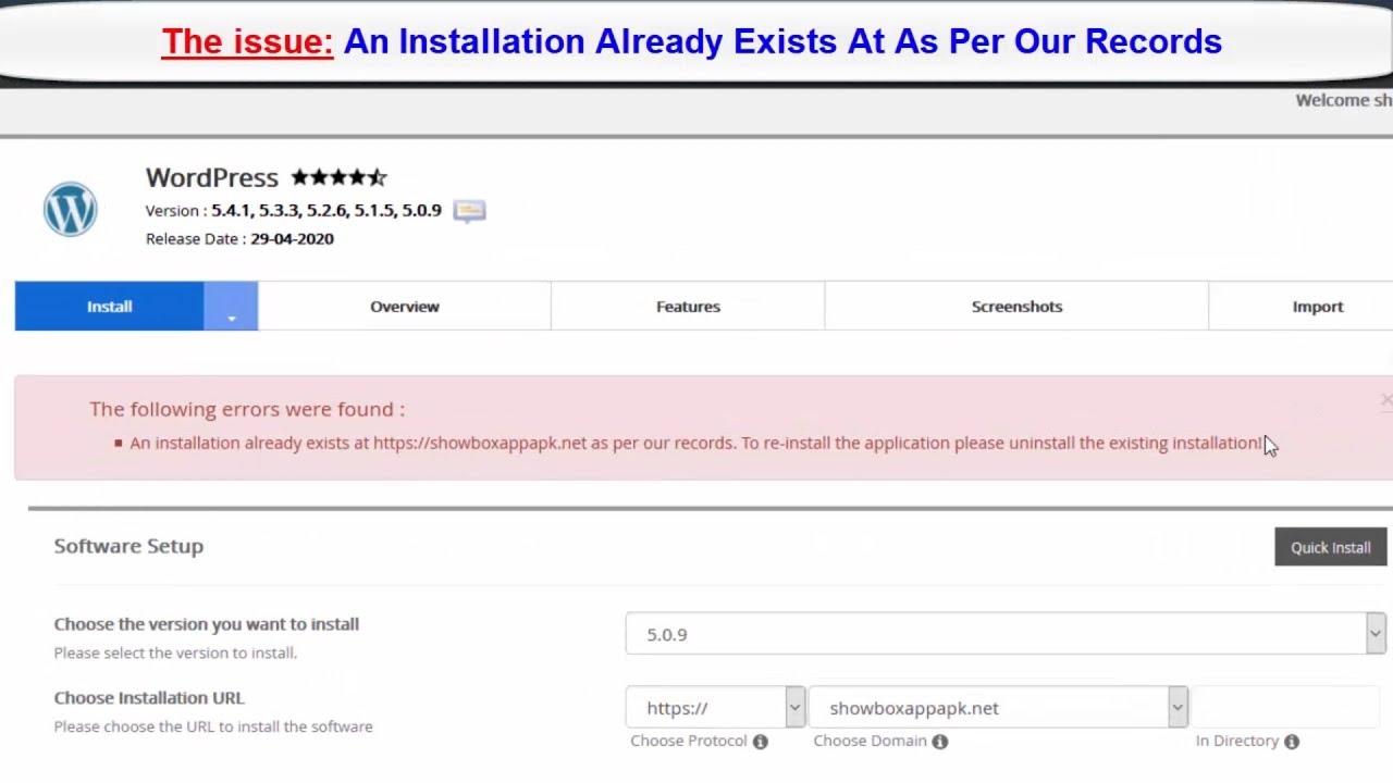 An Installation Already Exists At As Per Our Records Fixed Youtube