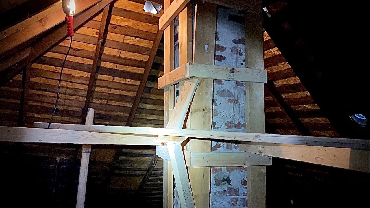 How to support a chimney stack in the attic - YouTube