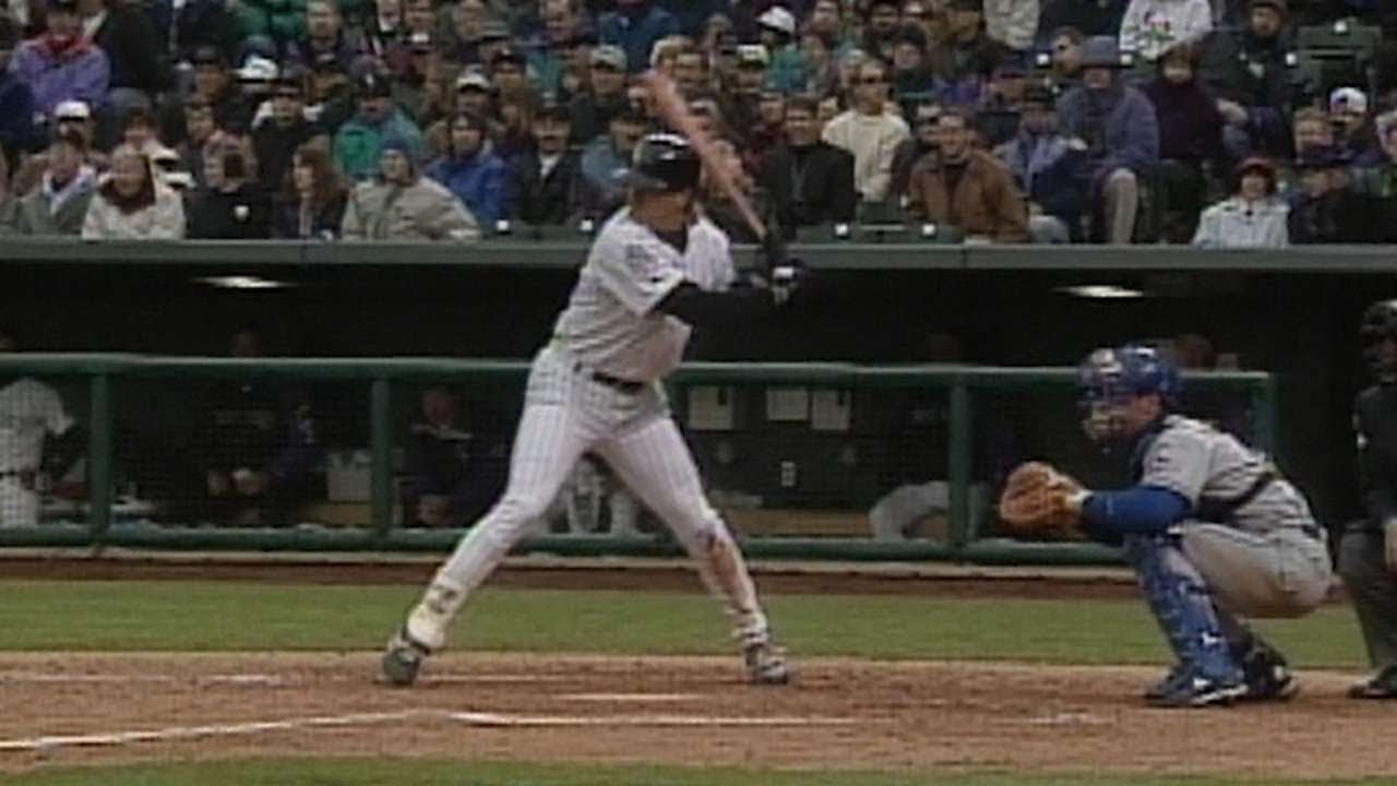 Larry Walker hits three doubles in Rockies debut - YouTube