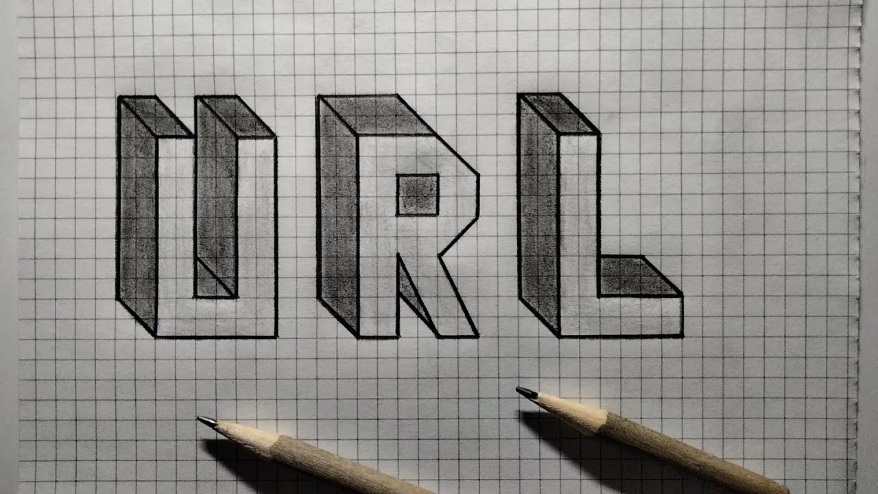 3d drawing. drawing 3D: word URL. how to draw 3D Letters U, R, L ...