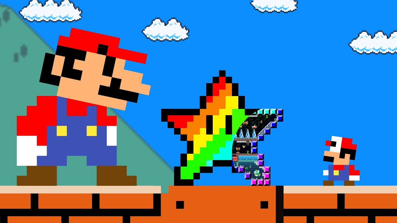 Mario and tiny Mario's Rainbow Star maze - YouTube