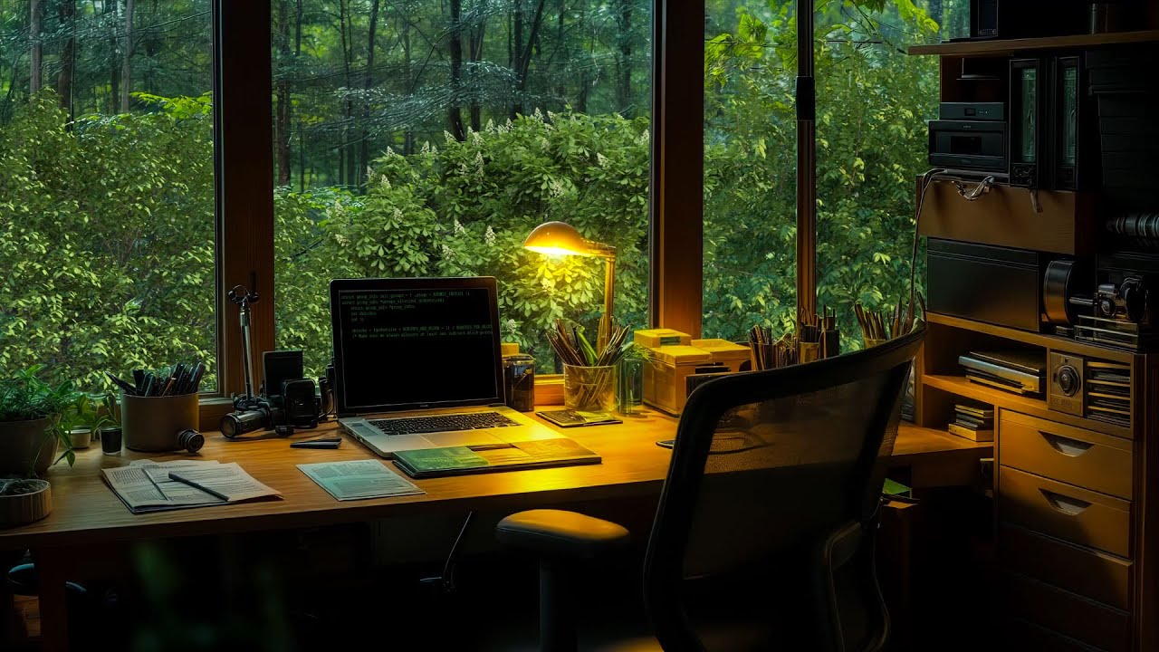 Peaceful Rainy Study Room in the Forest | Calm Ambience & ASMR for ...