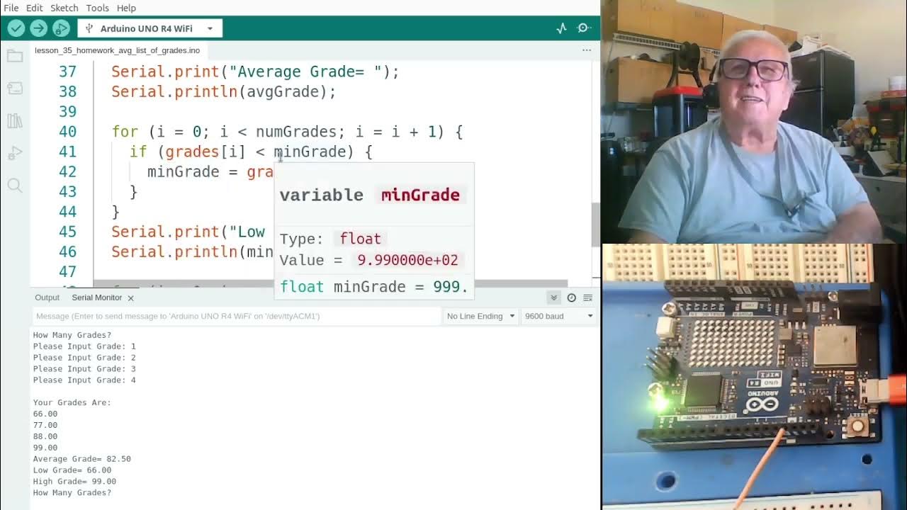 Arduino Lesson 35 using arrays and finding max, min and average - YouTube