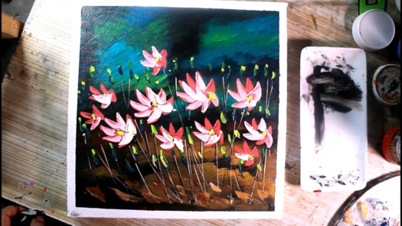 How TO Draw flower garden/flower garden painting/drawing flower step by ...