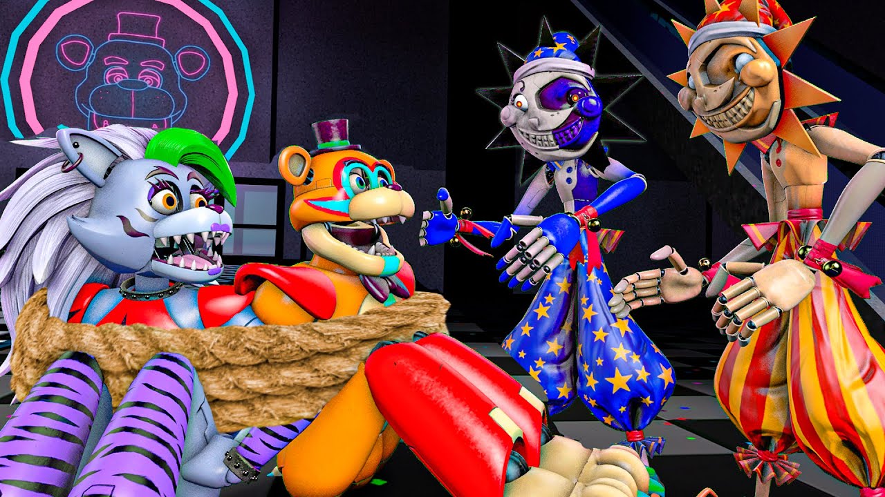 Freddy and Roxanne Wolf got trapped by Sundrop & Moondrop in Fnaf ...