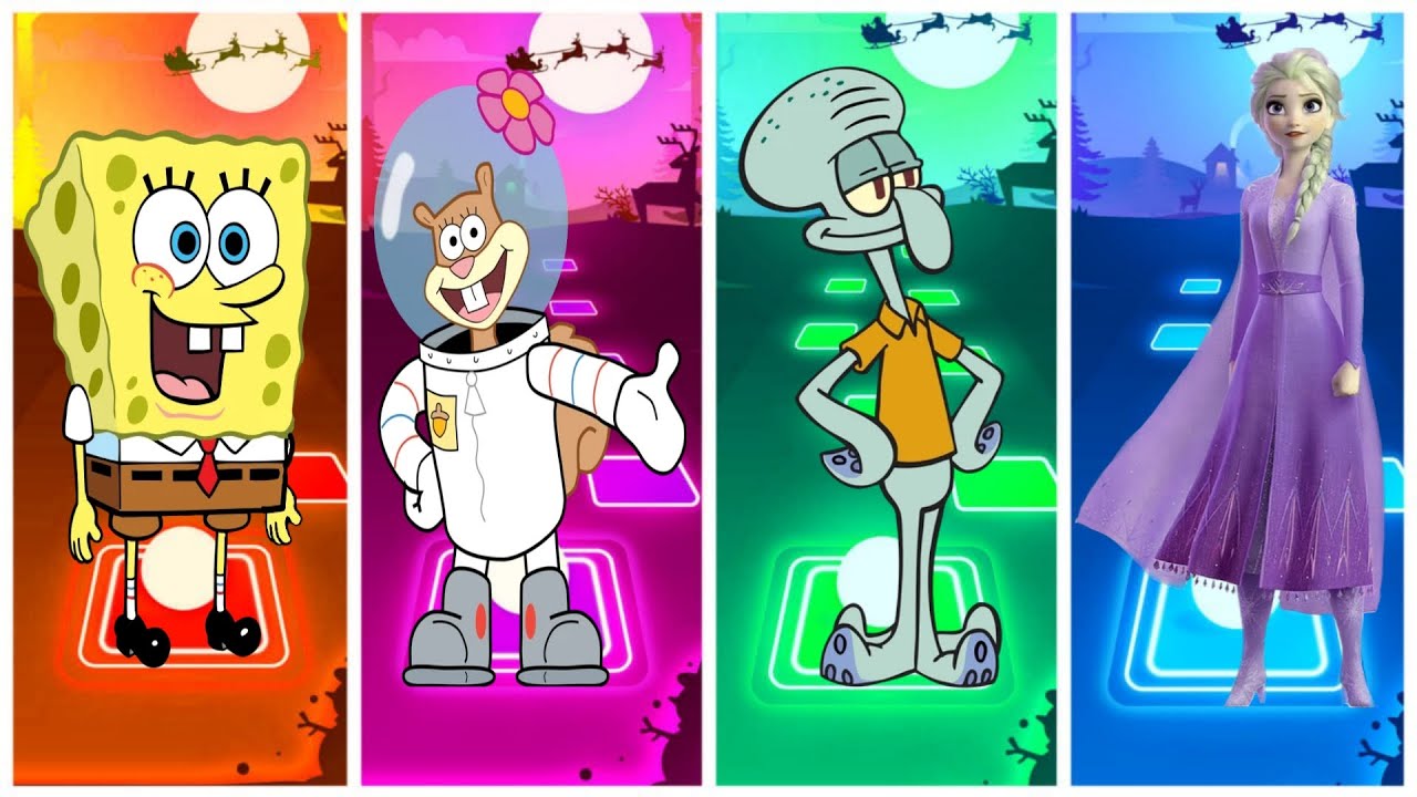 SpongeBob - Sandy Cheeks - Squidward - Frozen | Tiles Hop EDM rush ...