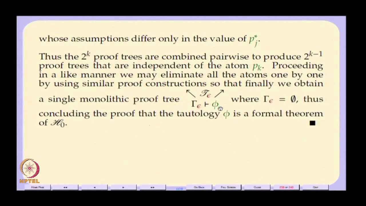 Mod-01 Lec-16 The Hilbert System :Completeness - YouTube