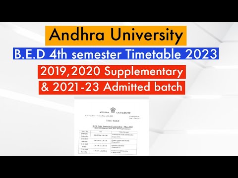 Andhra University BED 4th semester Exams Timetable 2023 || AU BED ...