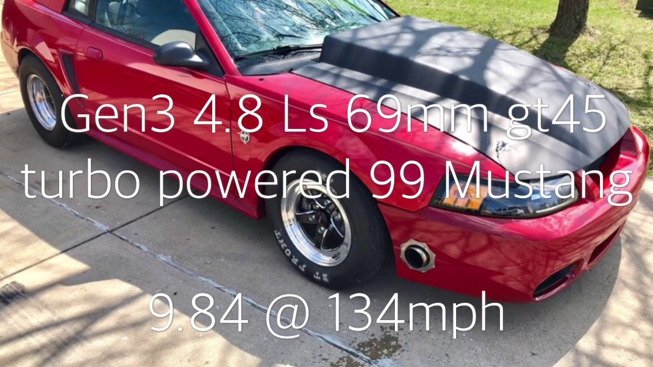 Simple LS gt45 turbo Mustang runs 9.84 - YouTube
