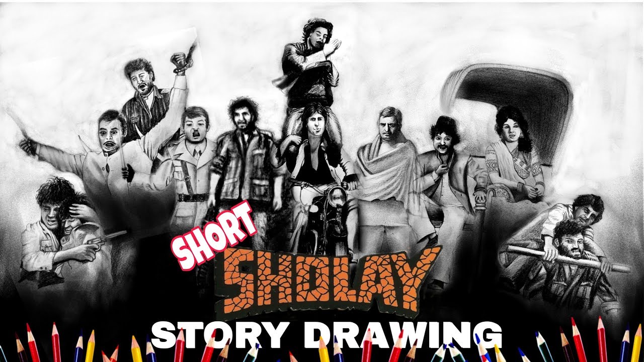SHOLAY || SHORT STORY DRAWING | by | Artist - Pravish Rahi - YouTube