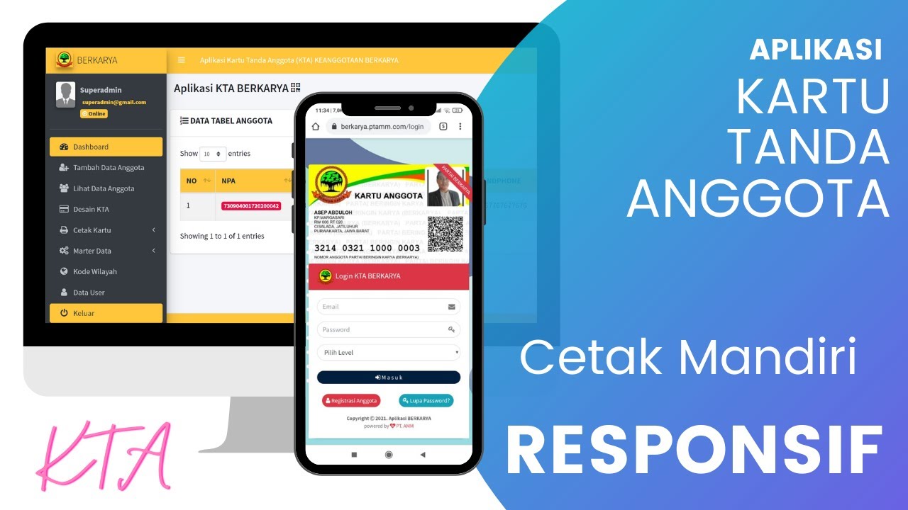 Aplikasi Cetak Kartu Tanda Anggota KTA - MANDIRI berbasis Web ...