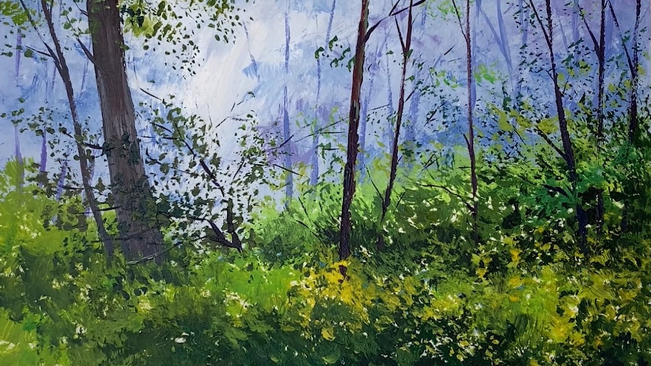 How To Paint Easy Forest Landscape Painting | Acrylic painting Tutorial ...