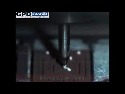 Dispense Conductive Adhesive, Dots and X with Precision Auger Pump - YouTube