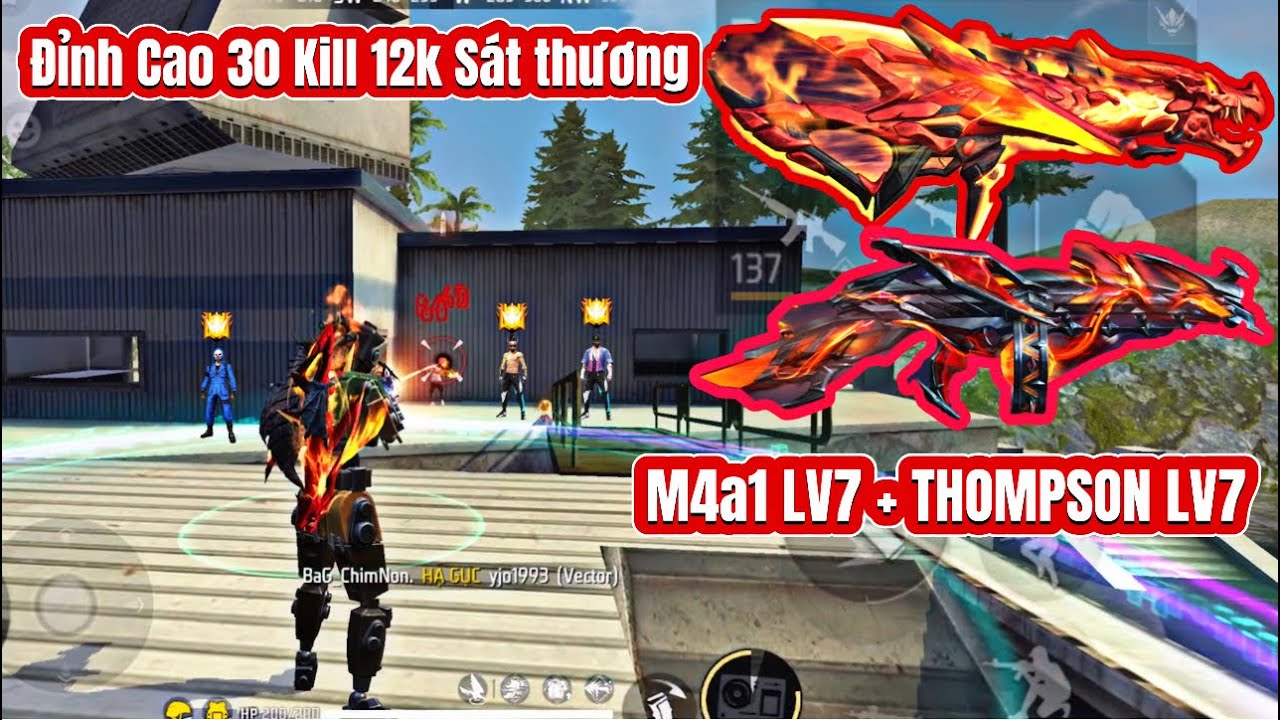 [Free Fire] M4a1 Lv7 + Thompson Lv7 ComBo Súng Nâng Cấp Đẹp Nhất Game ...