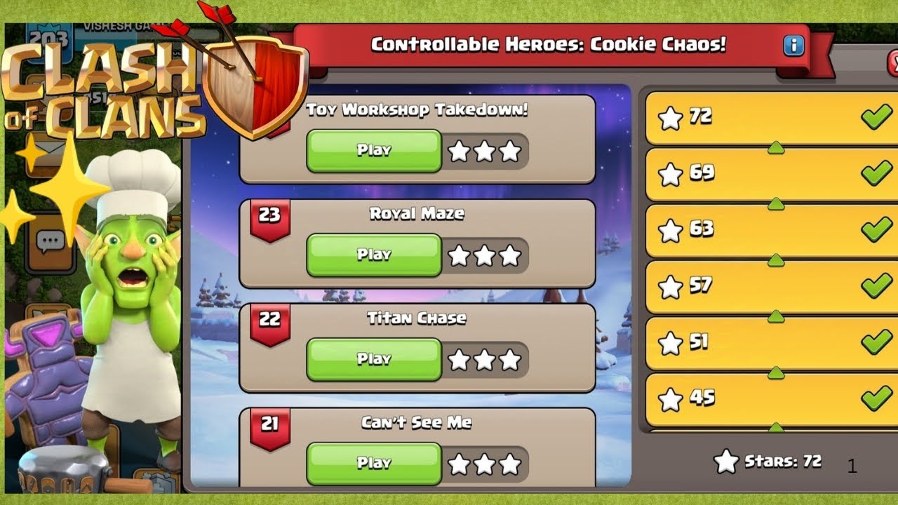 🛑How To Get ⭐⭐⭐ In Controllable Heroes : Cookie Chaos!! Challenge🔥🔥||ClashOfClans|| - YouTube