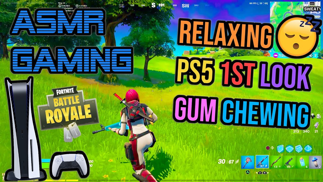 ASMR Gaming 😴 Fortnite PS5 1st Look Relaxing Gum Chewing 🎧🎮 Controller ...
