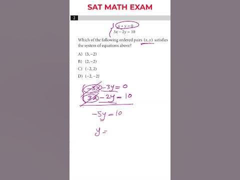 SAT Math Exam - No Calculator - Test 2 | Official | Question 2 - 3rd ...