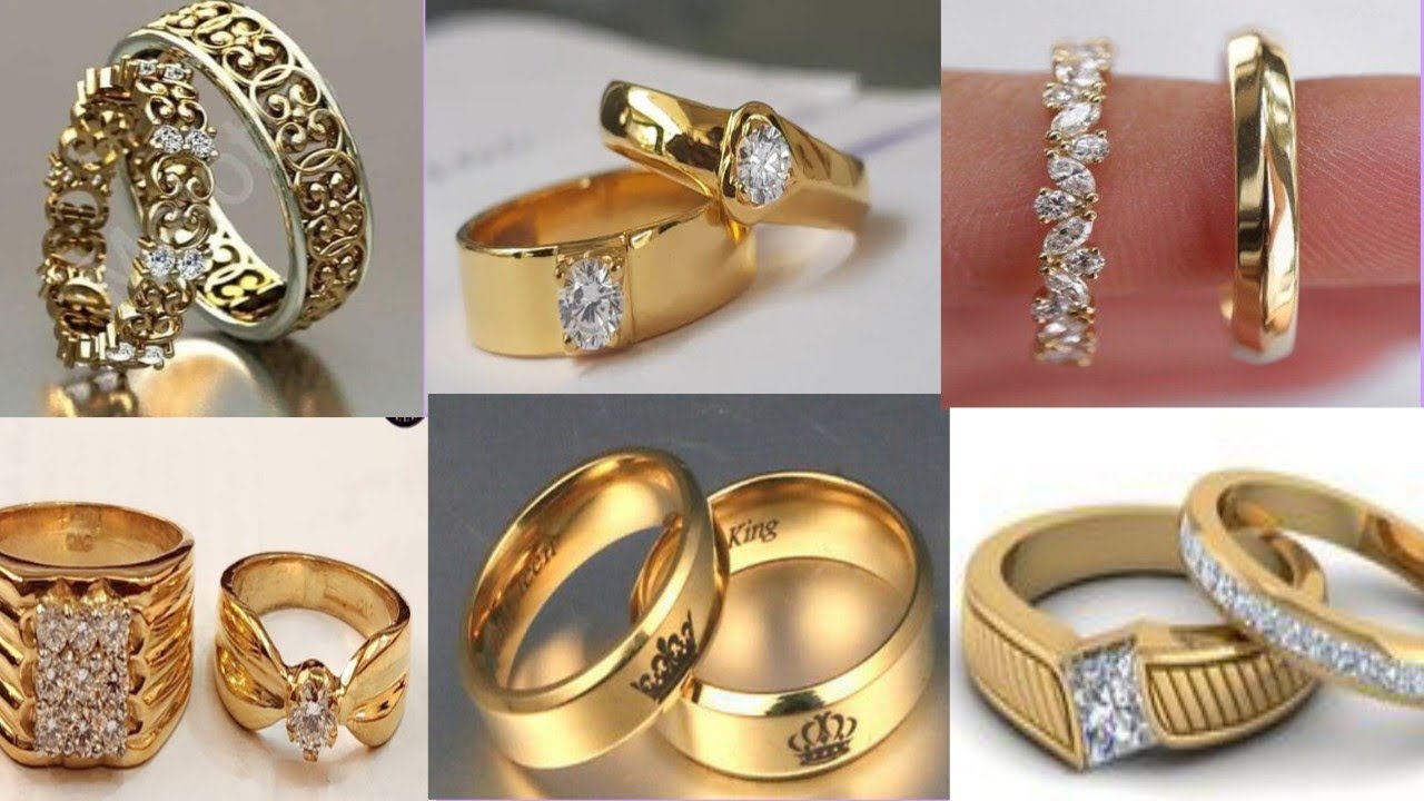 couple gold ring design for engagement||trendy engagement couple gold ...
