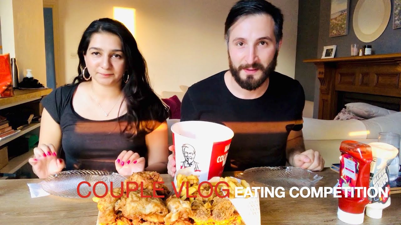 ASMR COUPLE FOOD CHALLENGE| INTERRACIAL COUPLE | COMPETITION EATING KFC ...