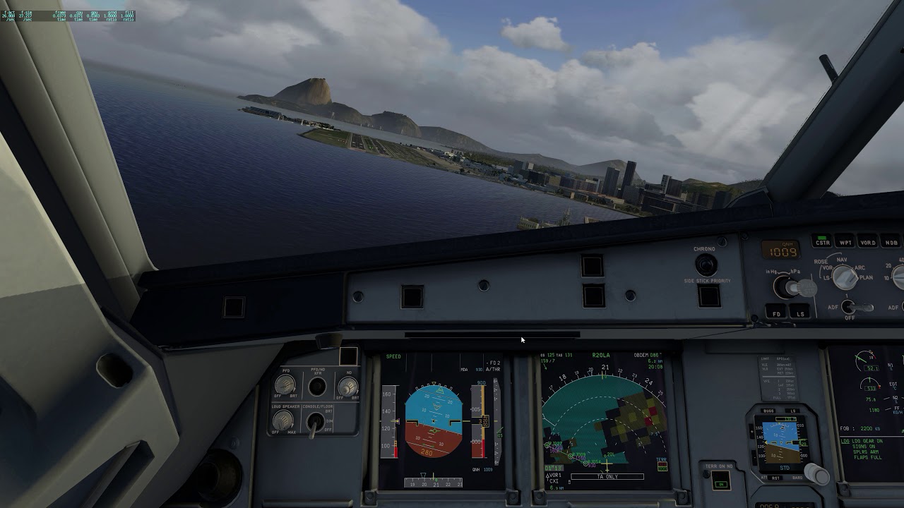 Xplane 11: Flight Factor A320 RNAV20L A Santos Dumont DBRJ: aerodynamic ...