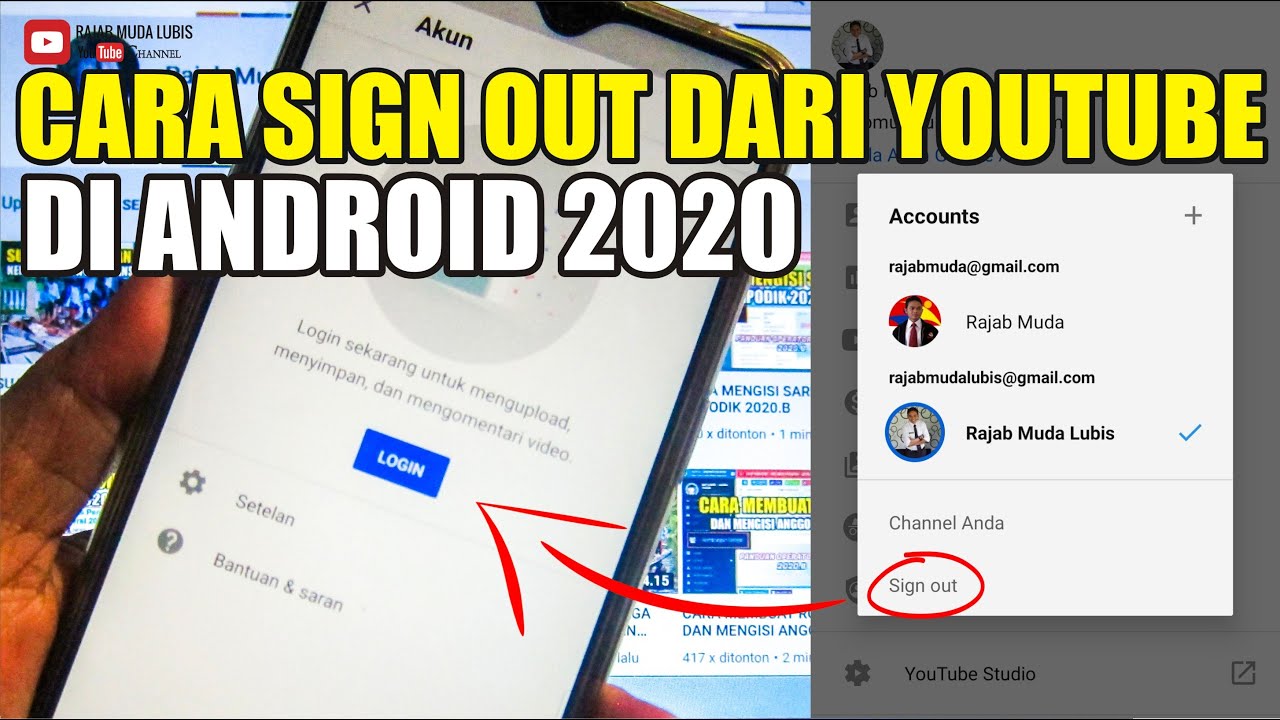 CARA SIGN OUT/LOGOUT (KELUAR) DARI YOUTUBE DI ANDROID TERBARU 2020 ...