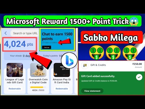 Microsoft Reward New Update 🤑 | Earn 1500 Point Per Account | Bing ...
