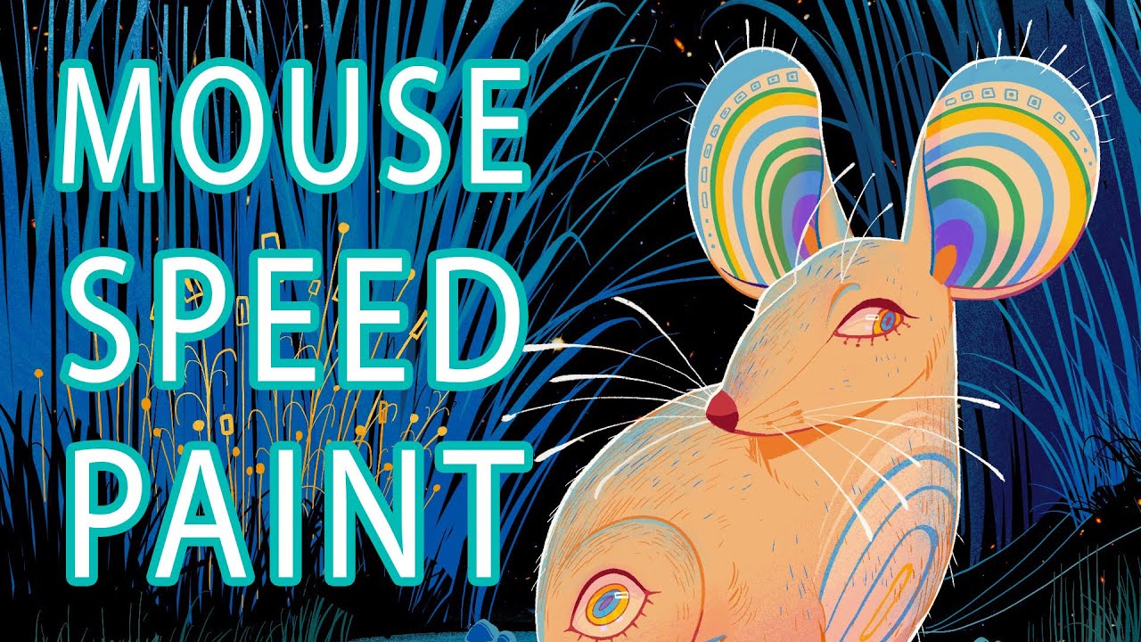 Blue moon - Mouse under full moon speed paint - YouTube