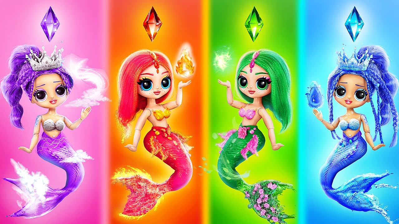Elements Become Mermaids! DIYs and Hacks for LOL Dolls - YouTube