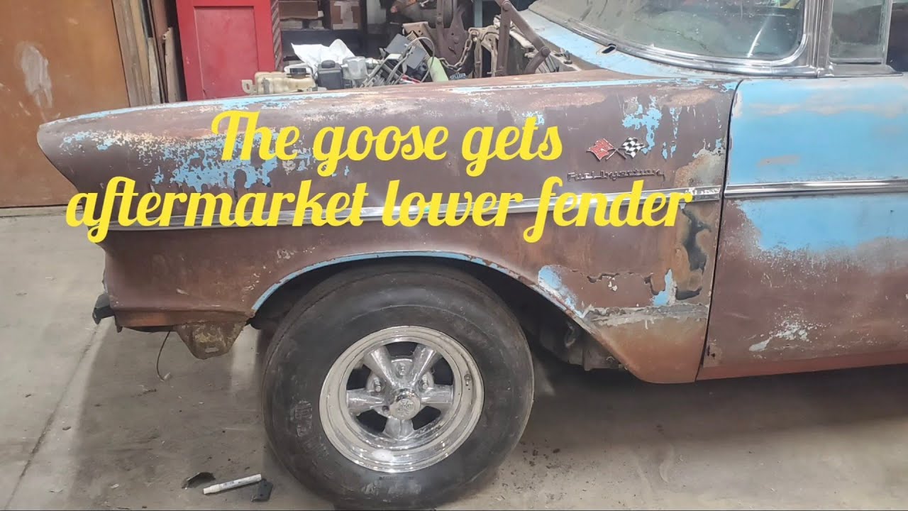 Trifive 57 chevy aftermarket lower patch panel rust repair on 57 lt1 ...