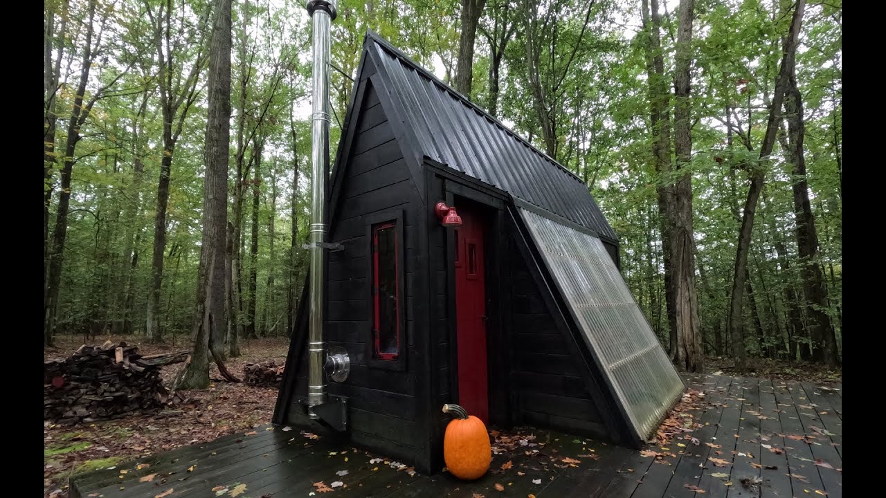 Fall Weekend at my Tiny A-Frame Hunting Cabin Preparing for Archery ...