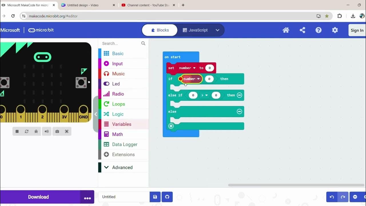 Microsoft MakeCode Micro:bit Project 33: 'If...else...If Statement' Created by Trishanth Kumar ...