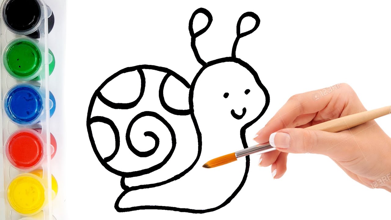 🐌 Cara menggambar dan melukis siput untuk anak | How to draw and paint ...