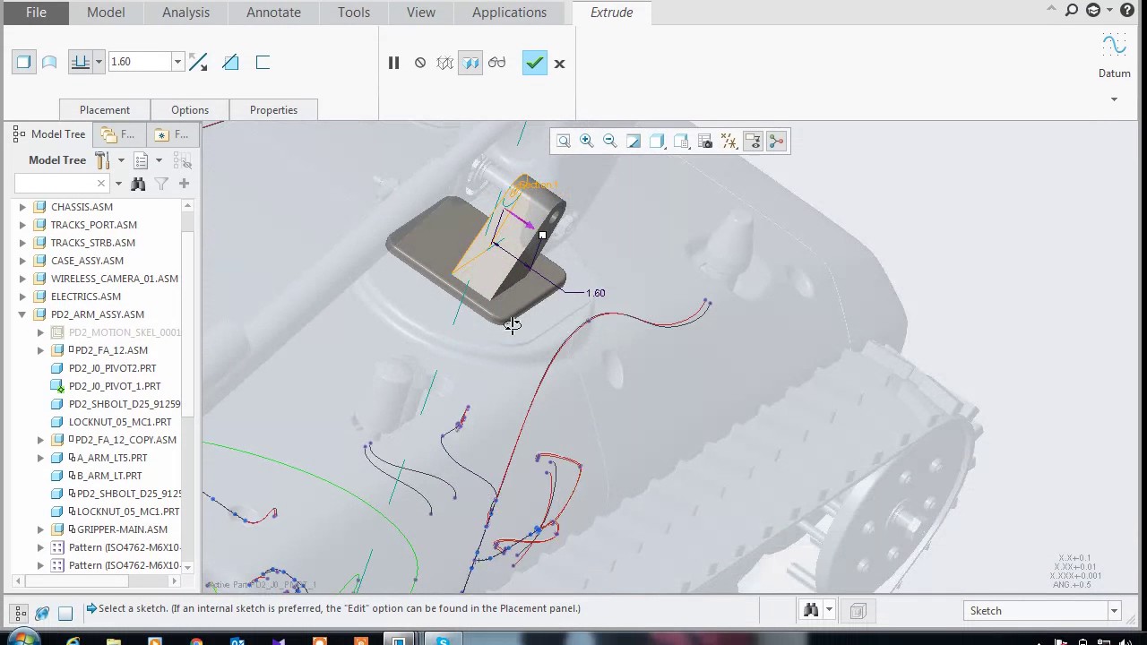 Skipping the Sketching plane in Creo - YouTube