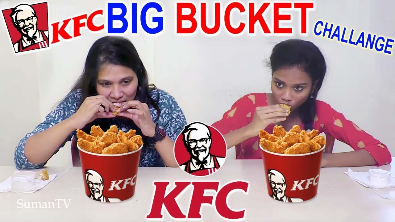 Girls KFC Chicken Mingles BIG BUCKET Challange ||| Food Challenge ...