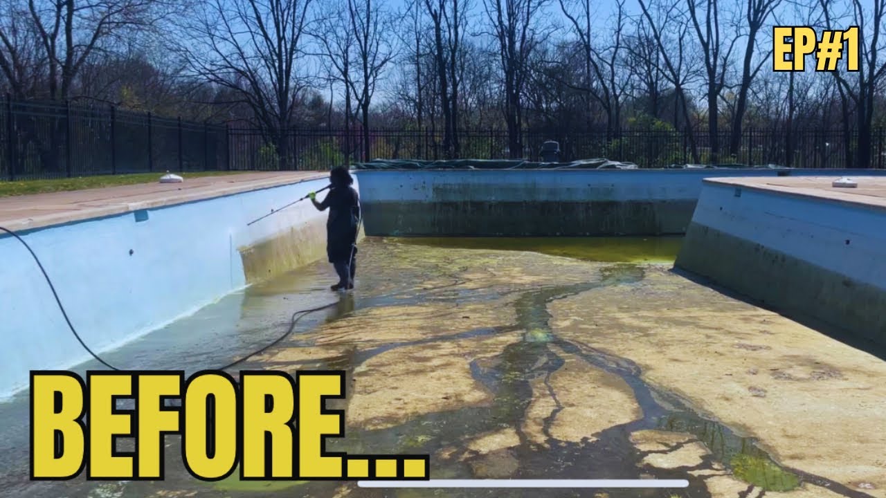 Green smelly algae 🤮 stained Pool walls Lets CLEAN |Time Lapse EP.1 ...