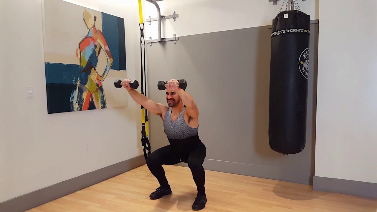 Squat Shoulder Raise Pulse - YouTube