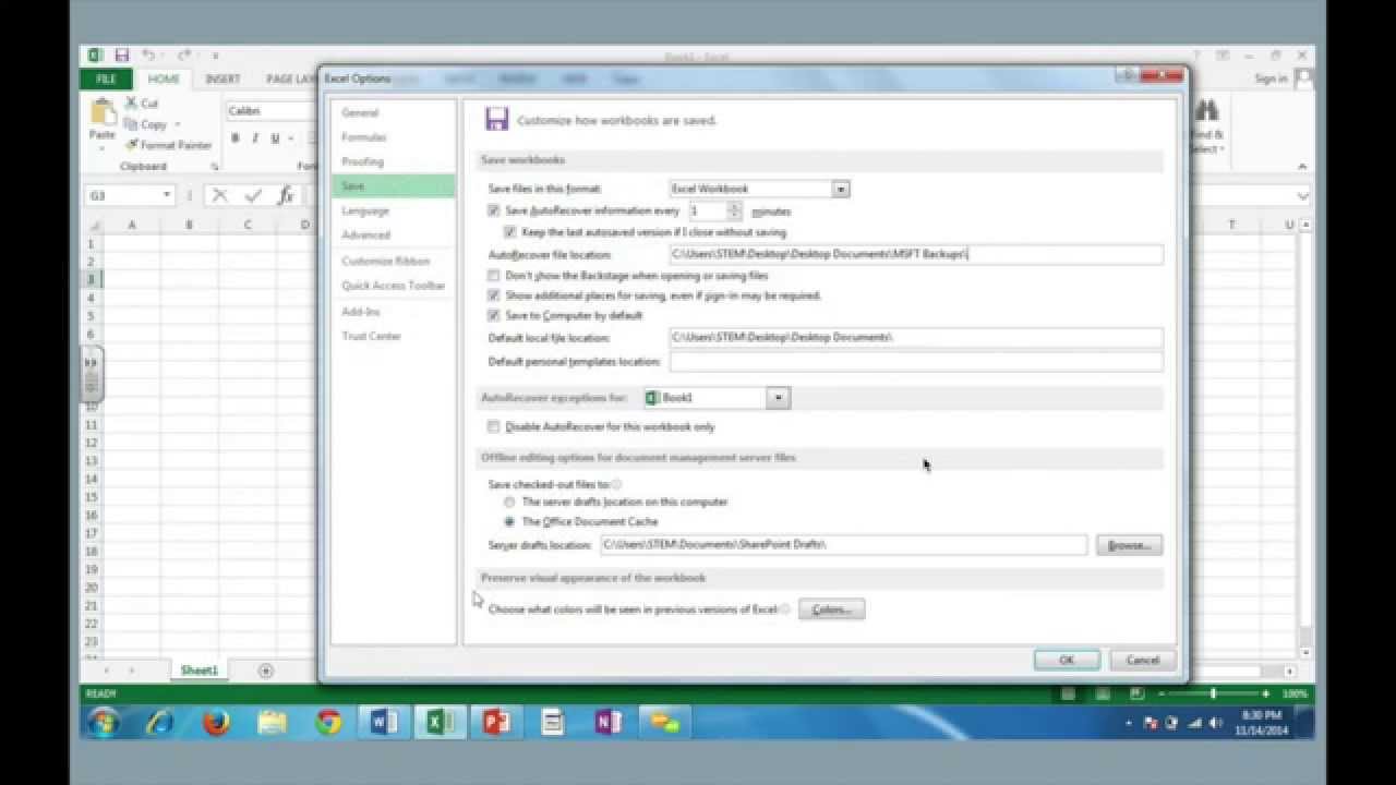 AutoRecovery Settings for Microsoft Office 2013 - YouTube