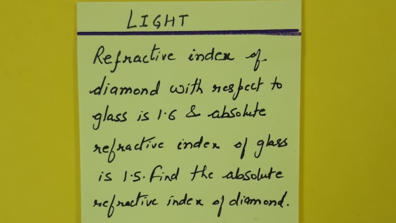Class 10th Science Physics Light Refractive Index of diamond with ...