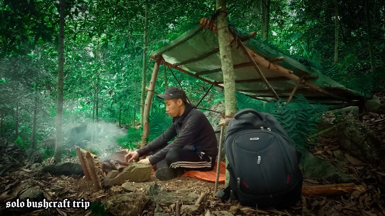 [FULL VIDEO] 60 Days Solo Bushcraft Camp. Build shelter, search wild food, survival in the ...