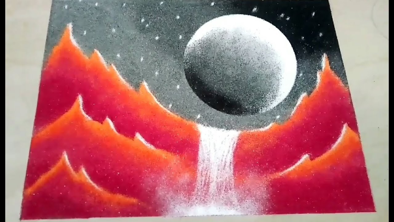 Waterfall poster rangoli | new poster rangoli design | पोस्टर रंगोली ...