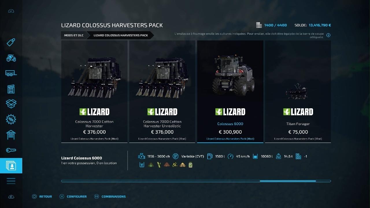 FS 22 : Lizard Colossus Haveresters Pack Mise à jour + Ensileuse - YouTube