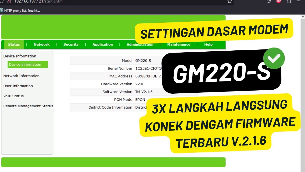 Setting Modem XPON GM220-S Langsung Connect - YouTube
