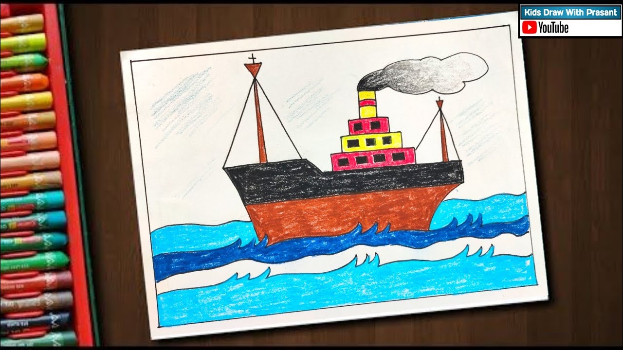 How to draw a ship step by step (very easy)/ship drawing for kids #5 ...