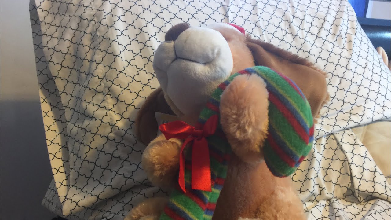 (Goodwill find) Tekky animated ear flapping shout dog with candy cane ...