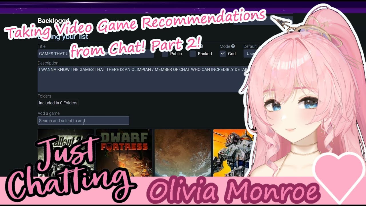 【Just Chatting】Taking Video Game Recommendations from Chat! Part 2 ...