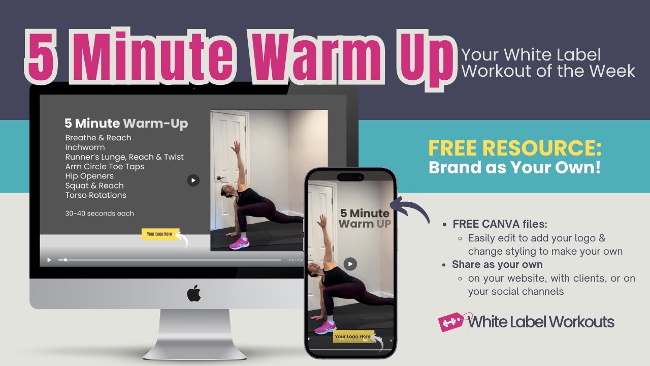 5 Minute Warm Up [FREE Resource] White Label Workout of the Week - YouTube