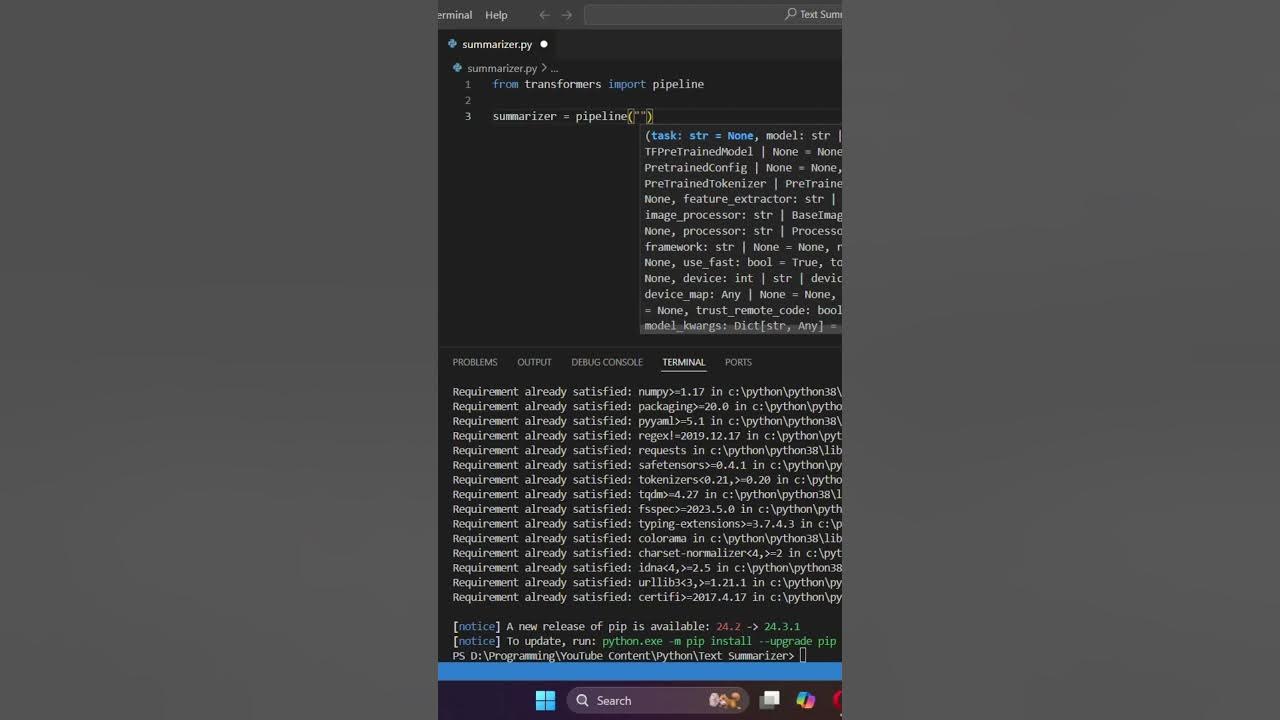 Text Summarizer in Python using Transformers | Programming Concepts #python #nlp #ai # ...