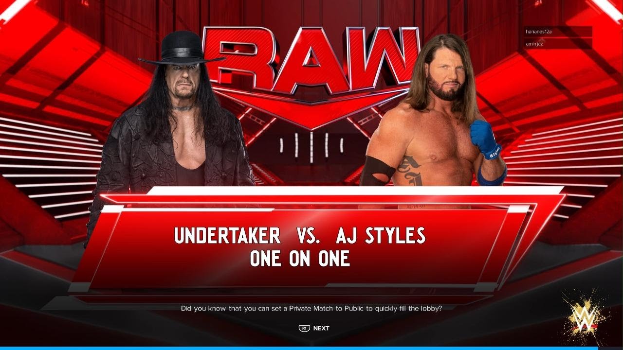 WWE 2K24 the undertaker vs aj styles - YouTube