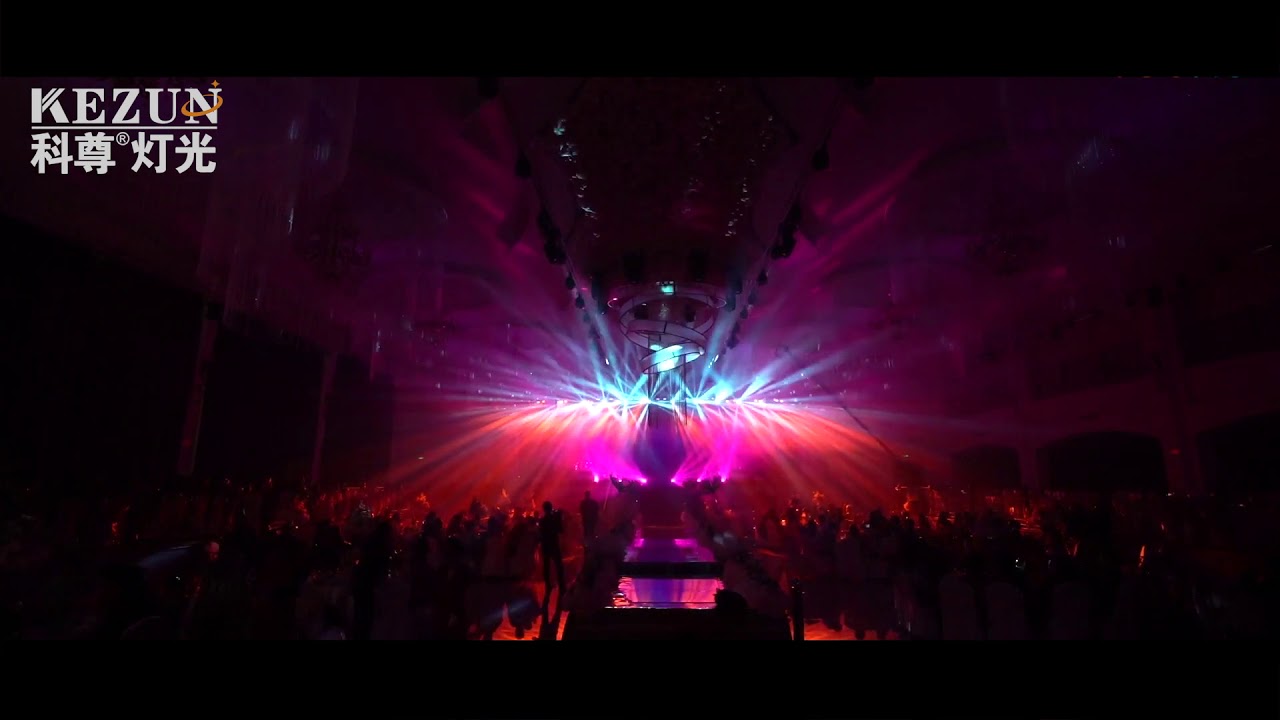 Professional light show in banquet hall - YouTube